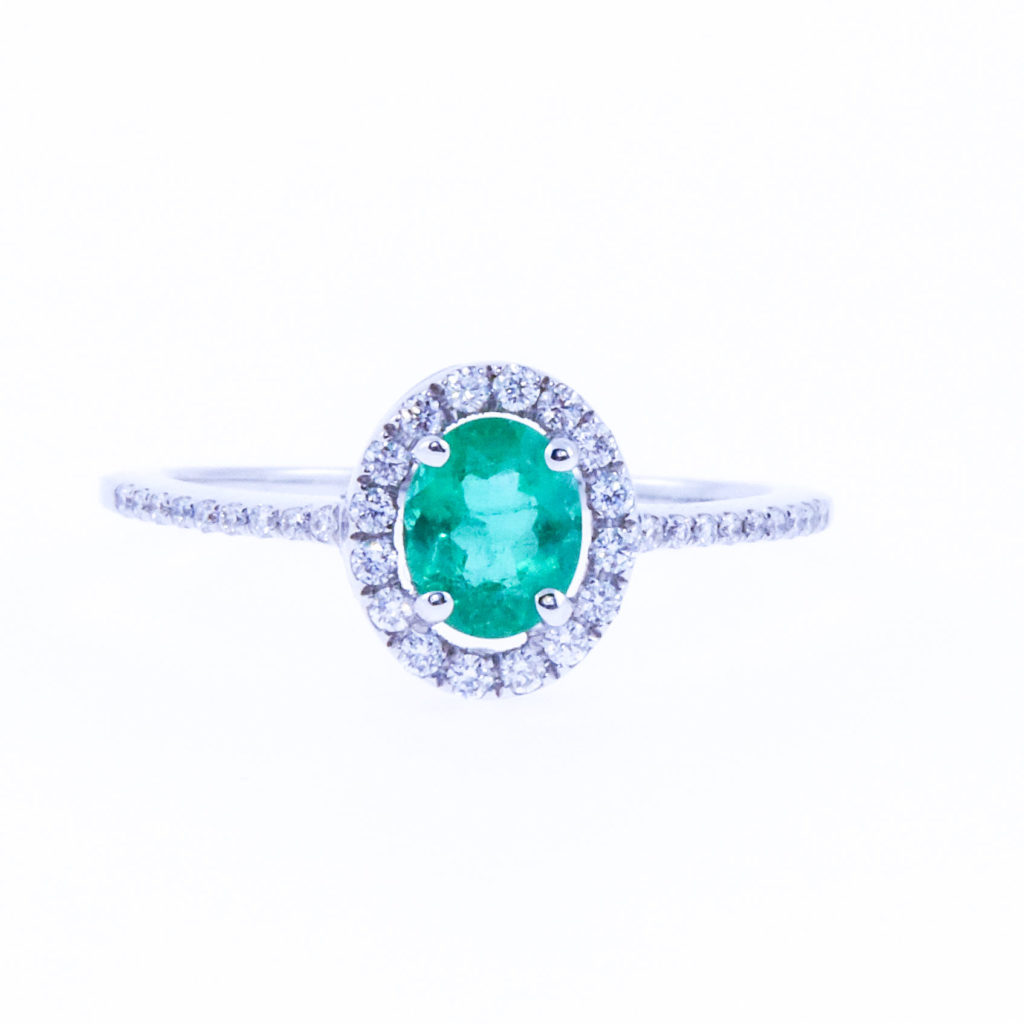 Δαχτυλιδι Halo με Σμαραγδι & Διαμαντια - John Lyras Jewellery