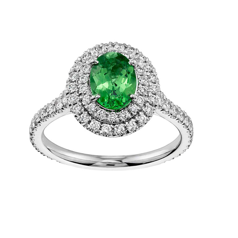 Δαχτυλιδι Halo με Σμαραγδι & Διαμαντια - John Lyras Jewellery