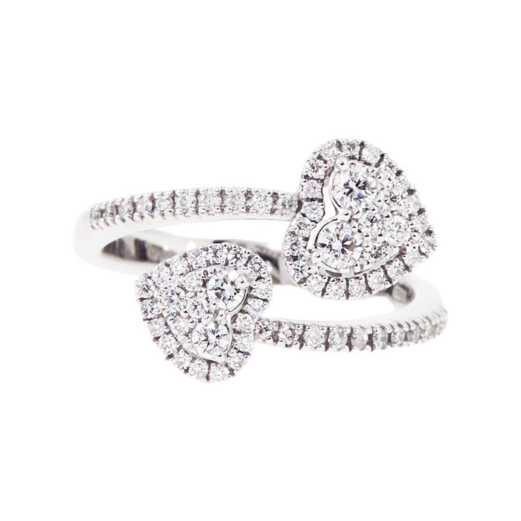 Gold & Diamond Twin Heart Ring - John Lyras Jewellery